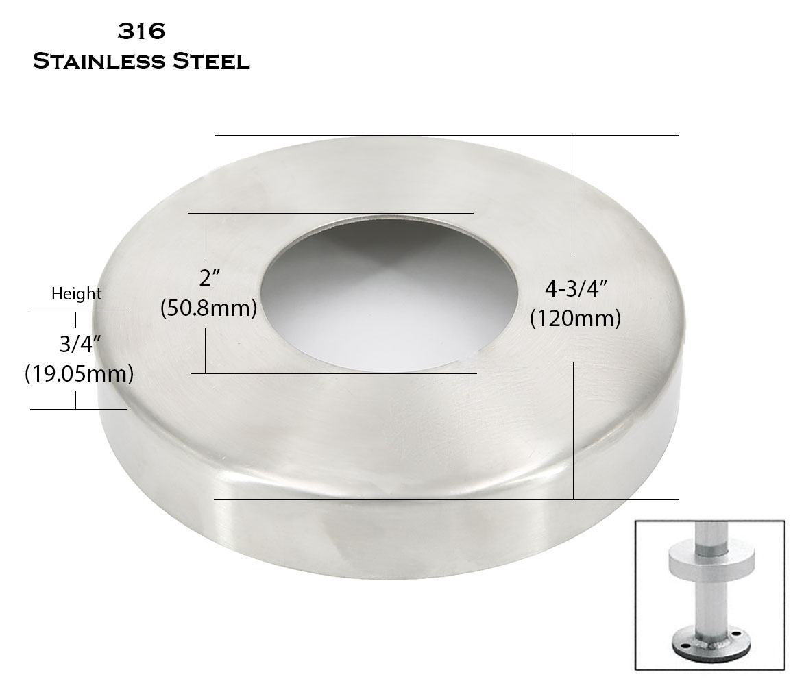 ⋆ Top Hardware Square Flange Cover 3-1/2'',1-1/2" Square. 3/4" height