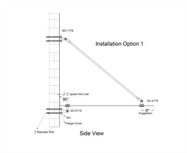 ⋆ Glass Canopy Awning Support The rod 39" or 48'' length