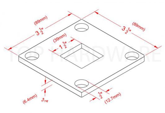 (BPS3888-E) Stainless Steel 316 Grade 3-1/2″ x 3-1/2″ Square Base ...