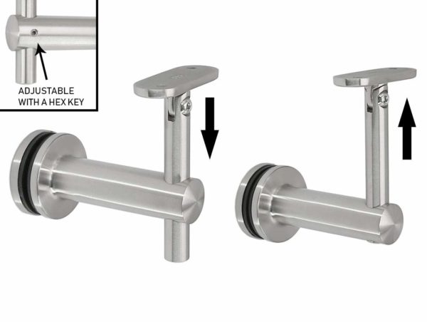 Stainless Steel 316 Grade Glass Mount Staircase Adjustable Handrail Bracket for Rectangle ...