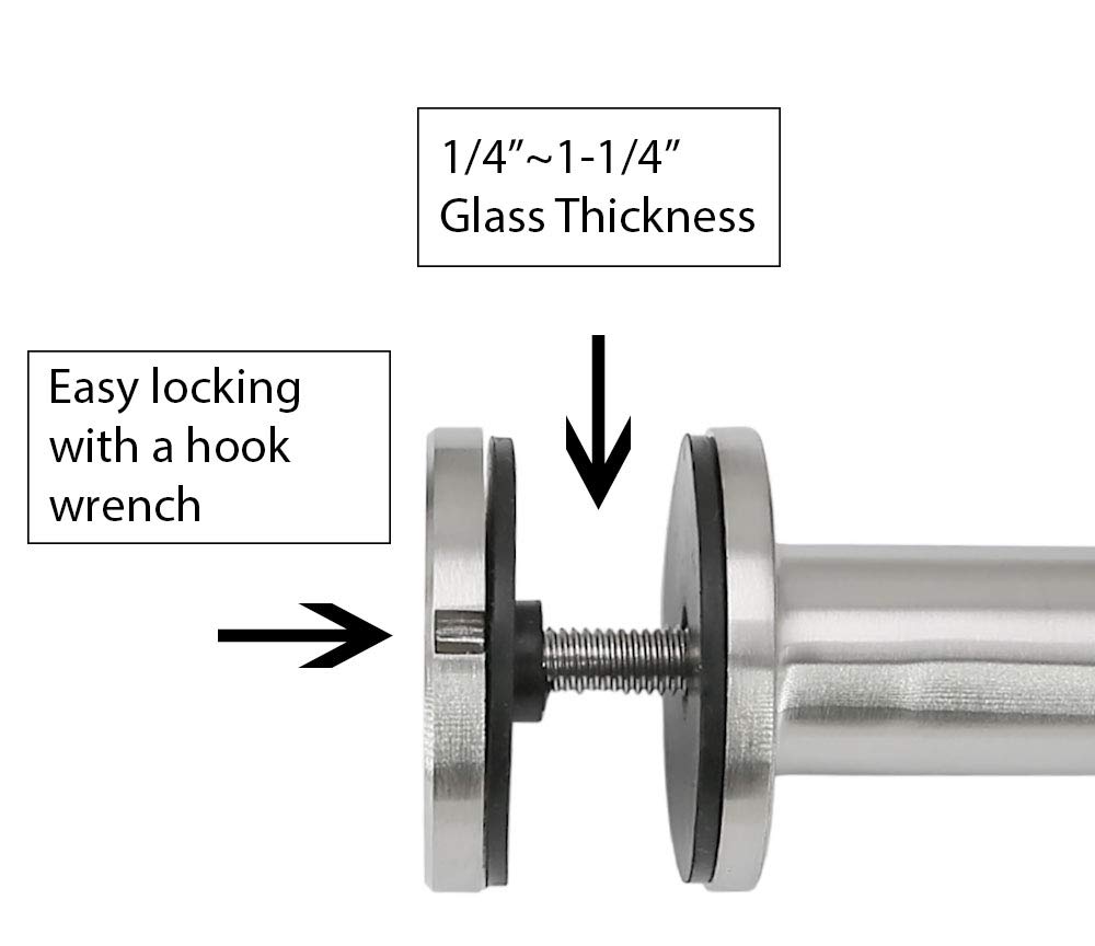 Stainless Steel 316 Grade Glass Mount Staircase Adjustable Handrail ...