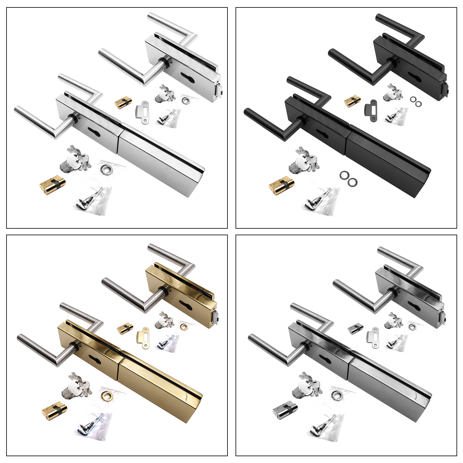 (GDL-941/2_) Clear Anodized Glass Mounted Latch with Lock and Thumb ...