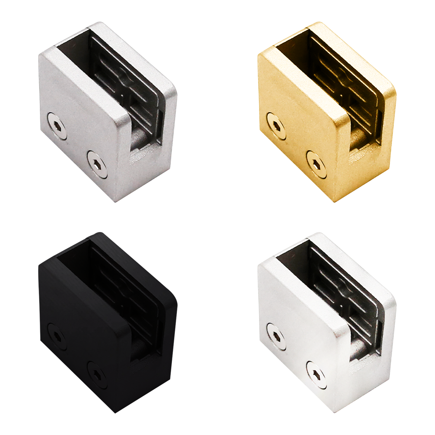 (GC-045-F-AL) Aluminum Class Clamp For 1/4” or 3/8” Glass – Top Hardware