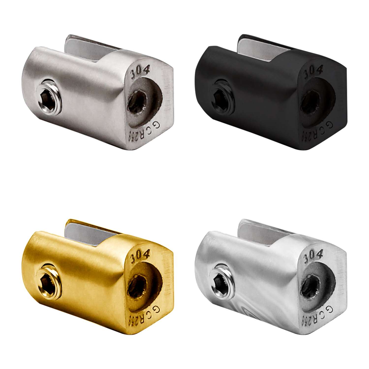 (GCR25_) Stainless Steel 304 Grade 1″ Round Back Glass Clamp for 1/4″or ...