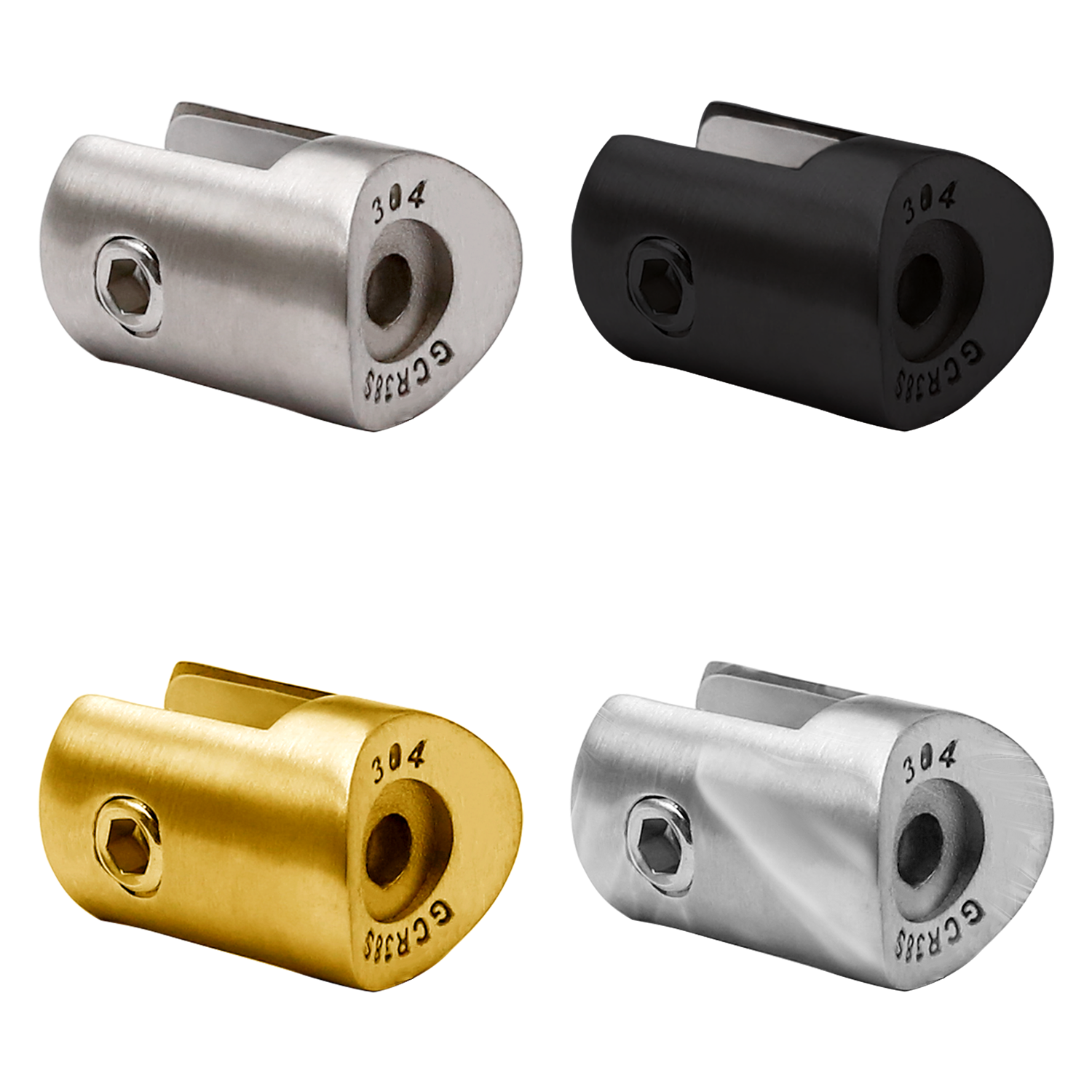 (GCR38_) Stainless Steel 304 Grade 1-1/2″ Round Back Glass Clamp for 1/ ...