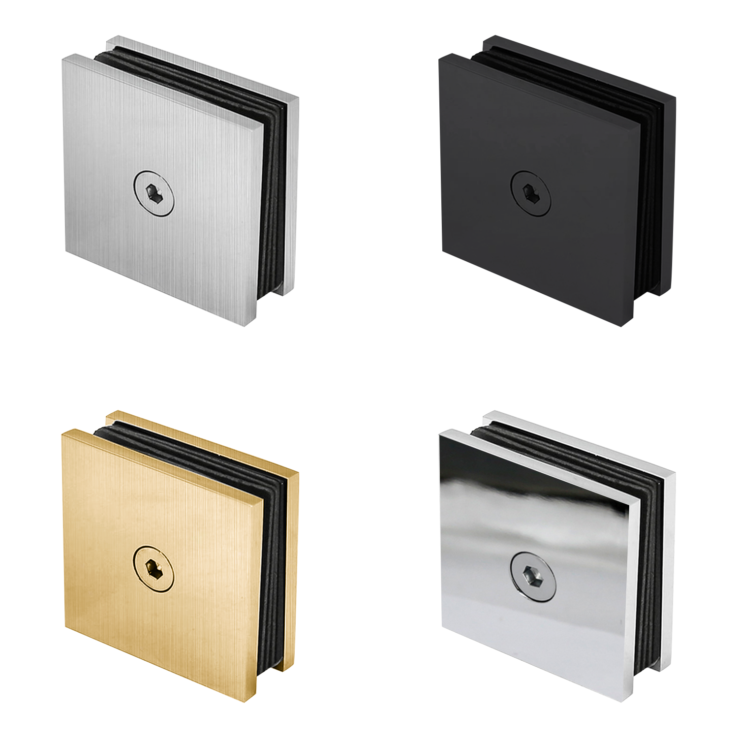 (GAS305-N) 2″ x 2″ Square Glass to Glass Shower Door Clamp – Top Hardware